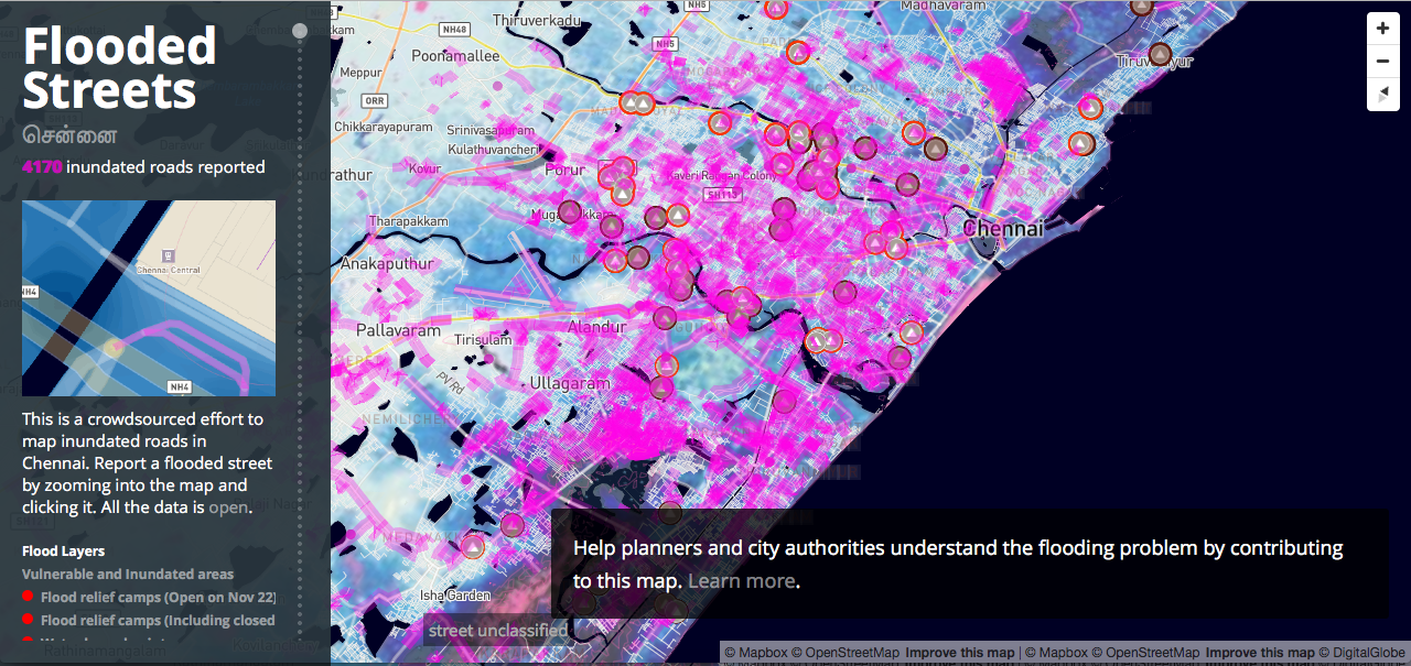Crowdsourced flood map of Chennai - Geoawesome