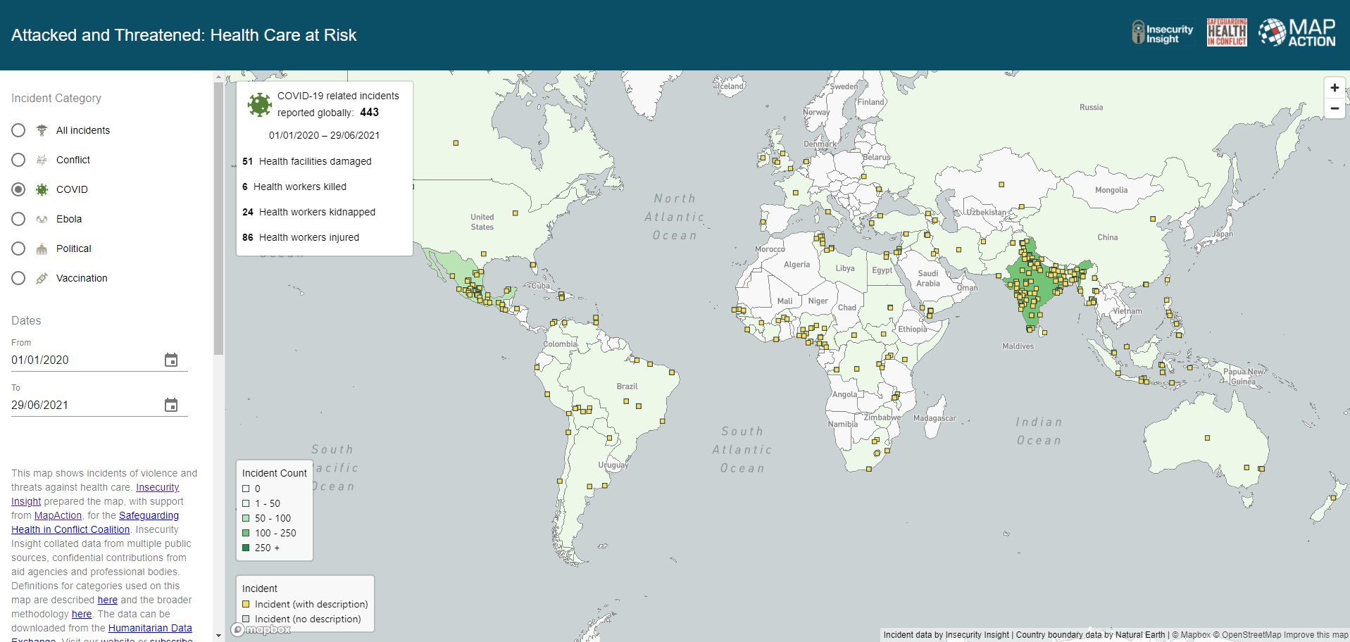Map of violence and threats to health workers during COVID-19 - Geoawesome